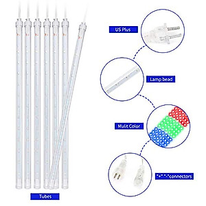 Number-One Meteor Shower Lights, LED Falling Rain Lights 30cm 8 Tube 192 LEDs Falling Raindrop Light, Waterproof Icicle Snow Fall String Lights for Xmas Tree Parties Wedding Garden (Multi-Colored)