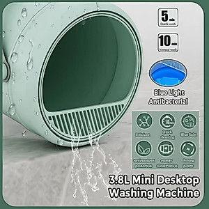 Mini Automatic Washing Machine Portable Socks and Underwear Washing Machine, 3.8LPortable Mini Washing Machine, Travel Washing Machine for Underwear, Socks (Green)