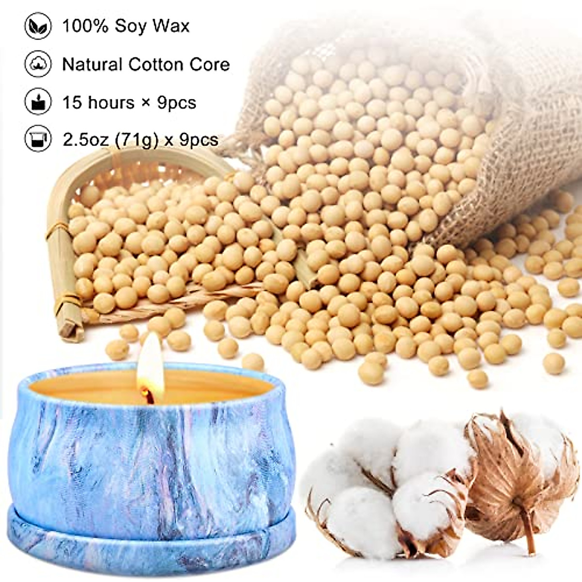 9 Pack Scented Candles Gifts for Women, 2.5oz Aromatherapy Candles for Home Scented, 180 Hour Long Lasting Soy Wax Candle Sets for Women Gift,Small Candles for Gifts Bath Yoga Spa Birthday Gifts