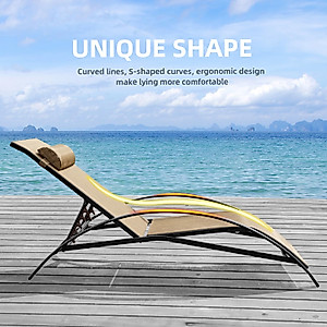 EROMMY All-Weather Textiline Recliner Chairs Set of 2 Outdoor Lounge Chairs with Adjustable Backrest (Arc Brown, Set of 2)