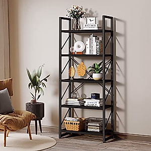 YITAHOME 5 Tiers Bookshelf, Artsy Modern Bookcase, Book Rack, Storage Rack Shelves Books Holder Organizer for Books/Movies in Living Room/Home/Office - Black