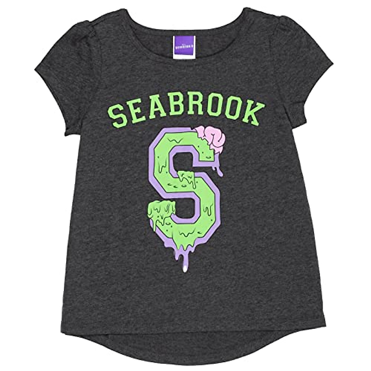 Disney Zombies Zed Addison Little Girls 2 Pack Graphic T-Shirts Gray/Pink 7-8