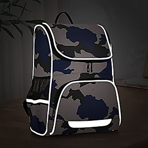 JULYTO Camouflage School Backpack for Teens Student,Reflective Stripes Laptop Backpacks 16 Inch, Lightweight Bookbag Casual Daypack Travel Bag