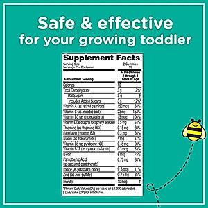 Zarbee's Toddler Vitamins, Complete Multivitamin with Vitamin A, C, D3 & B-complex, Easy to Chew, Gluten, Soy, Nut & Dairy Free, Natural Fruit Flavors, 2-3 Years, 110 Count