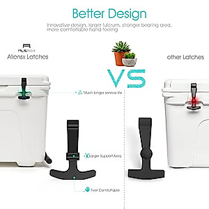 ALIENSX Universal Replacement Lid Latches for Yeti Tundra and Roadie Coolers, Durable Rubber T-Latch Design, Helps Save Fingers/Knuckles, fits Yeti, RTIC & Other Related Coolers (New Black)