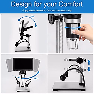 7" LCD Digital Microscope 1200x, 1080P FHD Video Microscope with PC View, USB Coin Microscope with Wired Remote,10 LED Lights, 32GB SD Card, 12MP Camera Microscopes for Kids/Adults