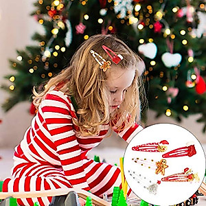 VALICLUD Toddler Headband Christmas Hair Bows Glitter Santa Reindeer Gingerbread Man Hair Barrettes for Girls Hair Clips Christmas Decorations Xmas Stocking Stuffers Party Favor 5pcs Toddler Tiara