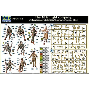 101 Light Company US Paratroopers and British Tankman 1944 1/35 Master Box 35164