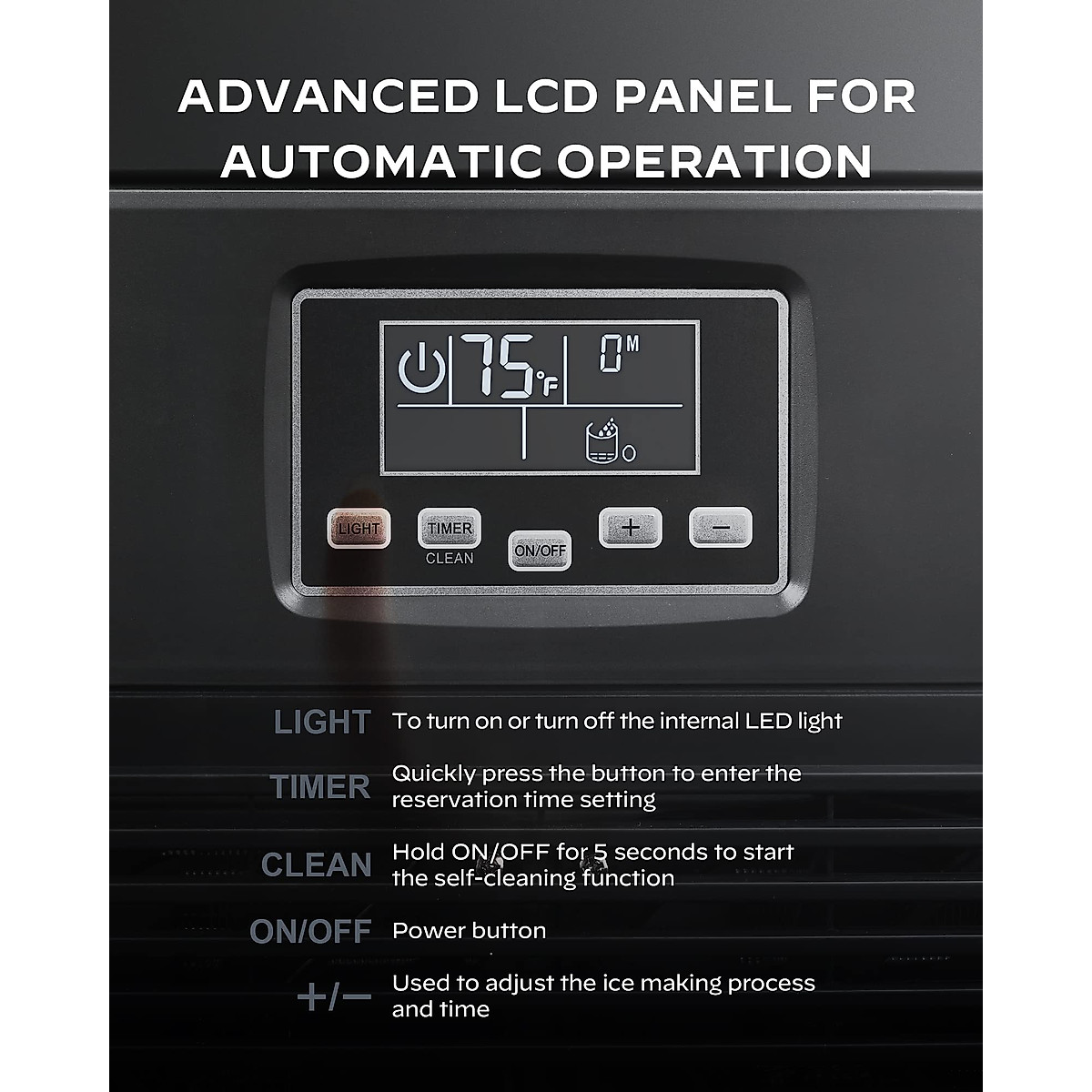 Silonn Commercial Ice Maker Machine, 84LBS/24H, Full Heavy Duty Stainless Steel Construction, Self-Cleaning, Clear Cube for Home Bar, Include Scoop, Connection Hose