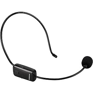 Retekess TR503 Wireless FM Microphone Headset, Hands-Free with Rechargeable Battery for Voice Amplifier, Church, Tour Guide, Teacher, Salesman, Conference, Karaoke (Black)