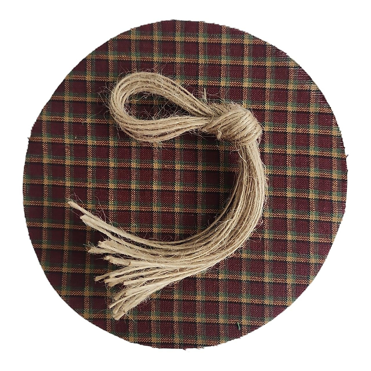 Nakpunar 12 pcs 6 inch Christmas Fabric Jar Covers with Twine Ties (Assorted Fabric in Red and/or Green Homespun Plaids, 6" straight sided)