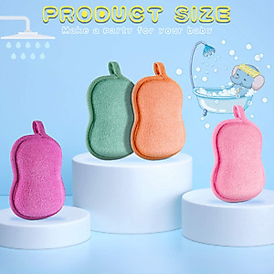 Tatuo 4 Pieces Baby Bath Sponge Cotton Baby Sponge Soft and Absorbent loofah for Kids Babies Men Women(Red, Purple, Green, Orange)