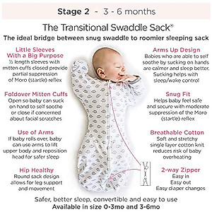 SwaddleDesigns Transitional Swaddle Sack with Arms Up Half-Length Sleeves and Mitten Cuffs, Heavenly Floral, Pink, Medium, 3-6 Months (Better Sleep for Baby Girls, Easy Swaddle Transition)