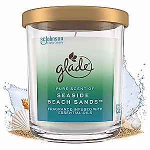 Glade Candle Jar, Large Candle Infused with Essential Oils, Air Freshener for Home Decor, Seaside Beach Sands, 16oz