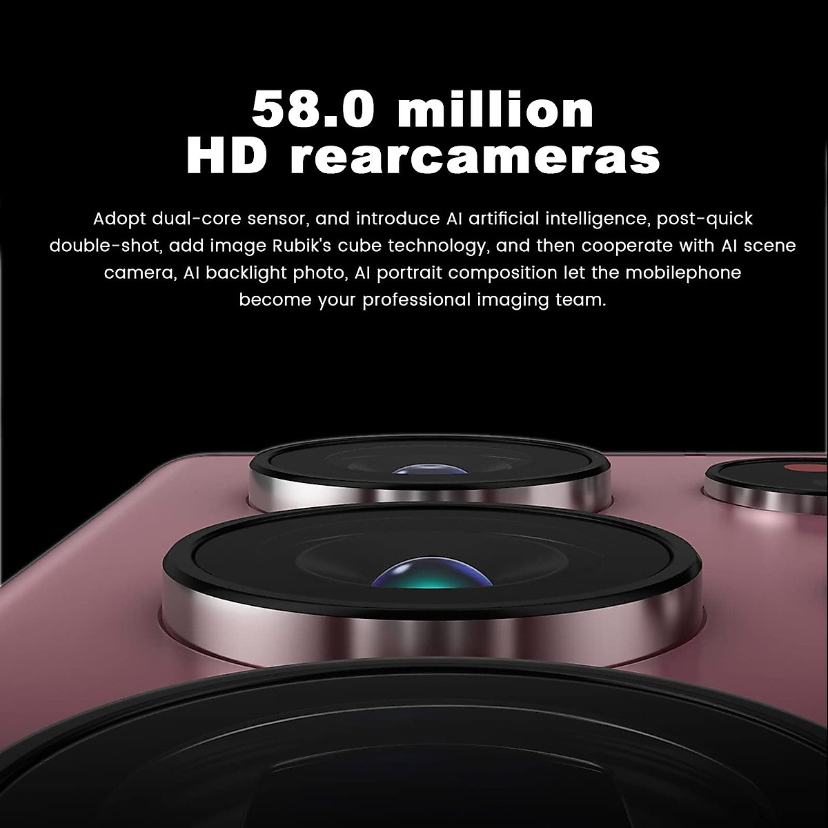 Unlocked Smartphones, 5G Android Smart Phone HD Full Screen Phone, Dual SIM Unlocked Cell Phone, 2+16G RAM, Long Battery Life, 6.53-inch Water Drop Screen Touch Screen Mobile Cell Phone (Rose Gold)