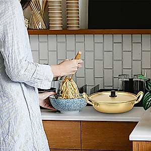 Happyyami 1 Set Ramen Pot Stovetop Korean Ramen Noodle Pot Korean Noodle Pot Korean Ramen Pan Large Pot Soup Pan Hotpot Pots Instant Hot Pot Ramen Cookware Multifunctional Pot Steam Aluminum