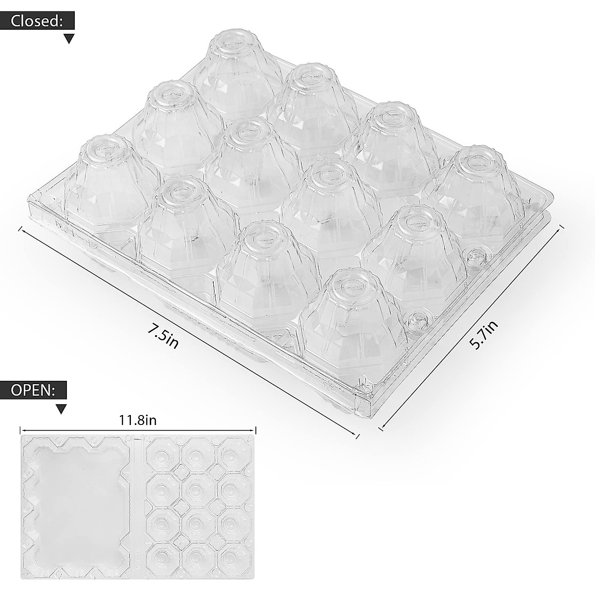 AYAYGD 40 Pack Egg Cartons Cheap Bulk 12 Count,Clear Plastice Bulk Egg Cartons for Chicken Eggs,Reusable Egg Carton for Family,Chicken Farm,Markets Display - Egg Holder, Egg Containers for Fresh Eggs
