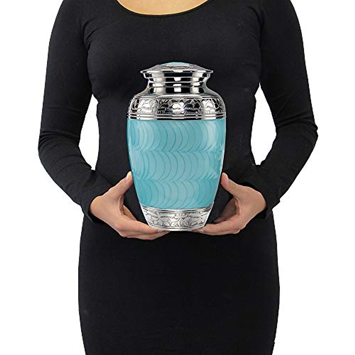 Trupoint Memorials Cremation Urns for Human Ashes - Decorative Urns, Urns for Human Ashes Female & Male, Urns for Ashes Adult Female, Funeral Urns - Large, Up to 200 Lbs, Light Blue