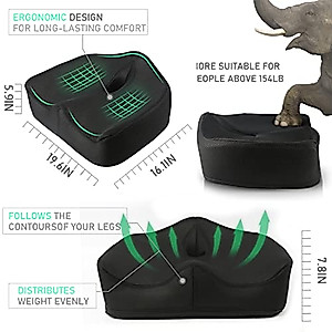 Windsleeping Chair Pads, Latex Non-Slip Seat Cushion for Office Chairs Car Soft Support for Sciatica, Back, Coccyx and Tailbone Pain Relief