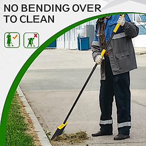 JEHONN Outdoor Broom Heavy Duty with 55 inches Long Handle, Household Collapsible Angle Brush for Sweeping Indoor Kitchen Patio Shop Outside Garage Lobby Garden Deck Hardwood Floors (Yellow)