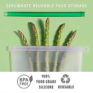 Reusable Silicone Food Storage Bags 3 Pack - 2 Large Food Bags 50OZ & 1 Quart Silicone Bag - Reusable Freezer Bags Leakproof - Reusable Sandwich Bags Dishwasher Safe - Silicone Sous Vide Bags Airtight