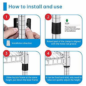 Jamiikury 12 Pack Wire Shelf Clips, Black Shelf Lock Clips for 1-1/2 Inch Post Shelving, Plastic Shelving Sleeves Replacements for Wire Shelving System (6 Pairs, Black)