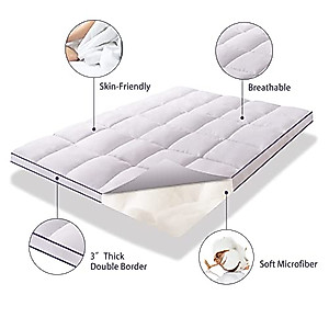 EASTARTIST Mattress Topper King Size Pillow Top,Extra Thick 3 Inch Mattress Bed Protector for Back Pain with 1.33+3D Down Alternative Fill,78x80 Inches(White,King)