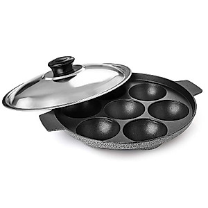 G & D Non Stick Appam Pan Appam Maker 7 Pits Appam Maker Appam Pan Patra Non Stick Appam with Stainless Steel Lid