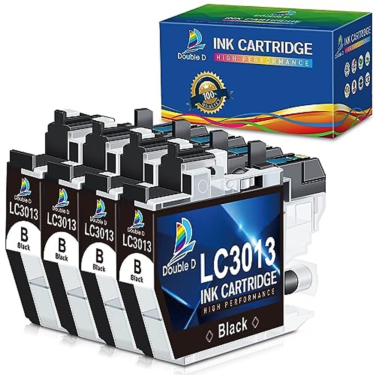 DOUBLE D LC3013 Black Ink Cartridge Compatible Replacement for Brother LC3013 LC3011 Black High Yield for Brother MFC-J491DW MFC-J895DW MFC-J690DW MFC-J497DW Printer (4 Black)