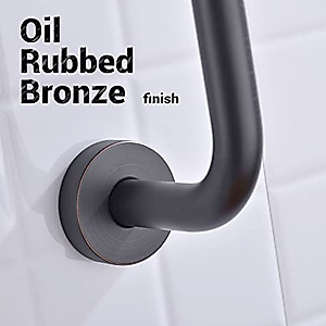 TRUSTMI S Shaped Shower Arm with Flange 17 Inch Extension with 6 Inch High Rise Gooseneck Arm for Rainfall Shower Head, Wall Mounted, Oil Rubbed Bronze