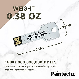 Paintechz Custom Key USB Flash Drives 50 Pack, Personalized Logo Bulk - as Corporate Gifts and Promotional Giveaways - 512MB