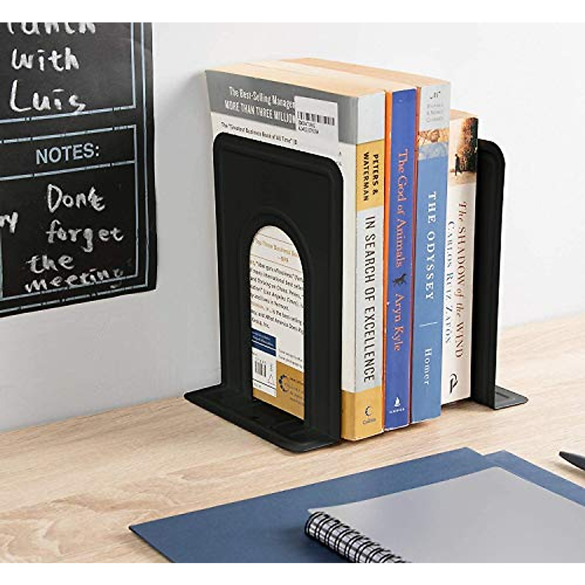 CARDALLTRY Bookends Heavy Duty Metal Office Home Book End Black 2 Pairs 4 Pieces Thickening Iron Library School Office Home Study Non-Slip Metal Bookends