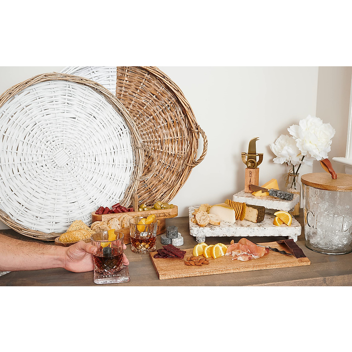 Mud Pie Textured Glass ICE Bucket, 8 1/2" x 7 1/2" dia, Clear