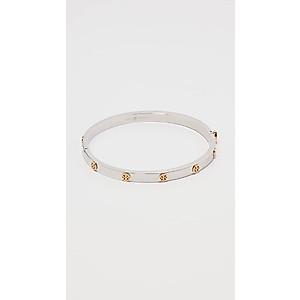 Tory Burch Women's Miller Stud 5mm Hinge Bracelet, Tory Silver/Tory Gold, Medium