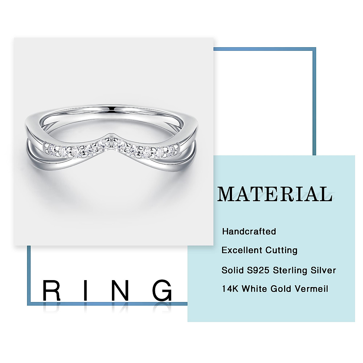 MOOSEA Moissanite Wedding Band for Women, D Color VVS1 Clarity Lab Created Diamond Stackable Rings 14K White Gold Vermeil Double Contour Moissanite Rings for Women Promise Rings for Her