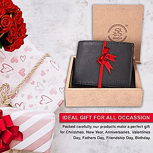 Mens Leather Wallet Rfid Blocking Slim Notecase Front Pocket Flip ID Window With 14 Slots | Real Full Grain Genuine Leather | Multiple Card Holder | Compact Premium Best Handmade Gift (Midnight Black)