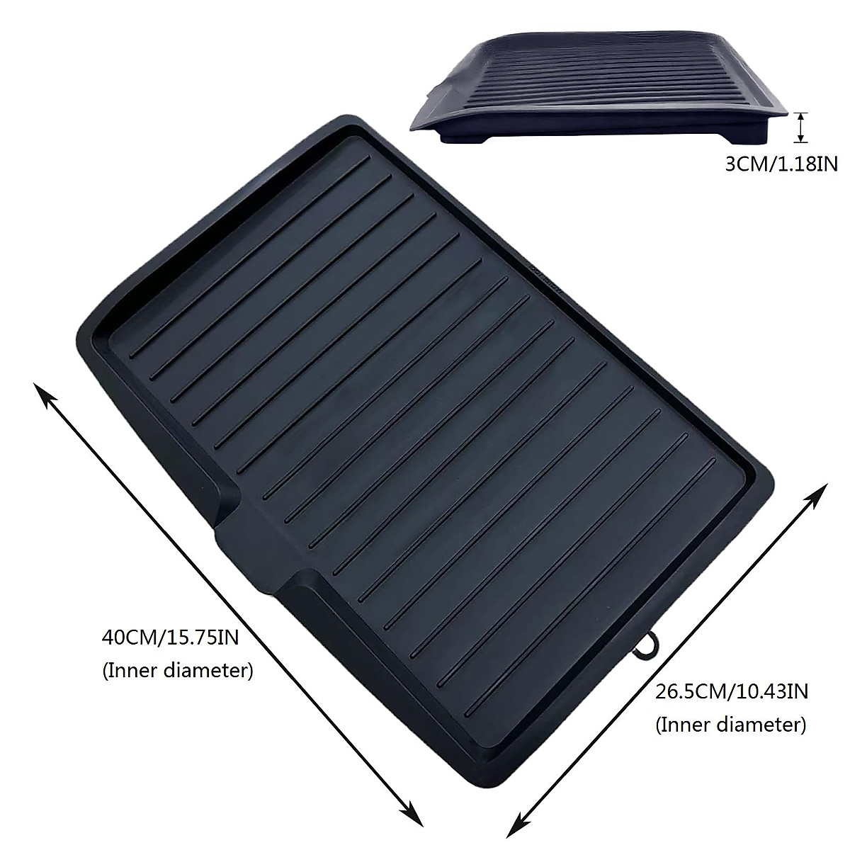 SWEETBIUTI Dish Drain Board Tilt PP Dish Drainer Quick Dry Dish Drain Board with Drain Port Dish Drying Rack Multipurpose for Kitchen Counter, Black 15.75x10.43x1.18in.