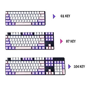 TzBBL 104 Keycaps Set | Backlit ABS Keycaps for MX Mechanical Keyboard-OEM Profile for 61 87 104 Mechanical Keyboard (104, Pink+White+Purple)