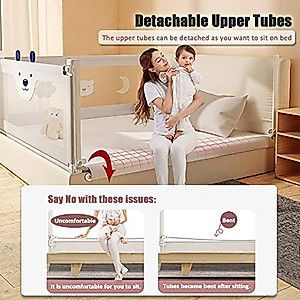 Bed Rail for Toddlers, 60’’70’’75“78’’86’’ Extra Long Baby Bed Rail Guard Lifting Vertically, 1 Side of Free-Tool Assembled Bed Rail Guard for Toddlers Fit Queen Bed, King Bed (75 Inch, Grey Moon)