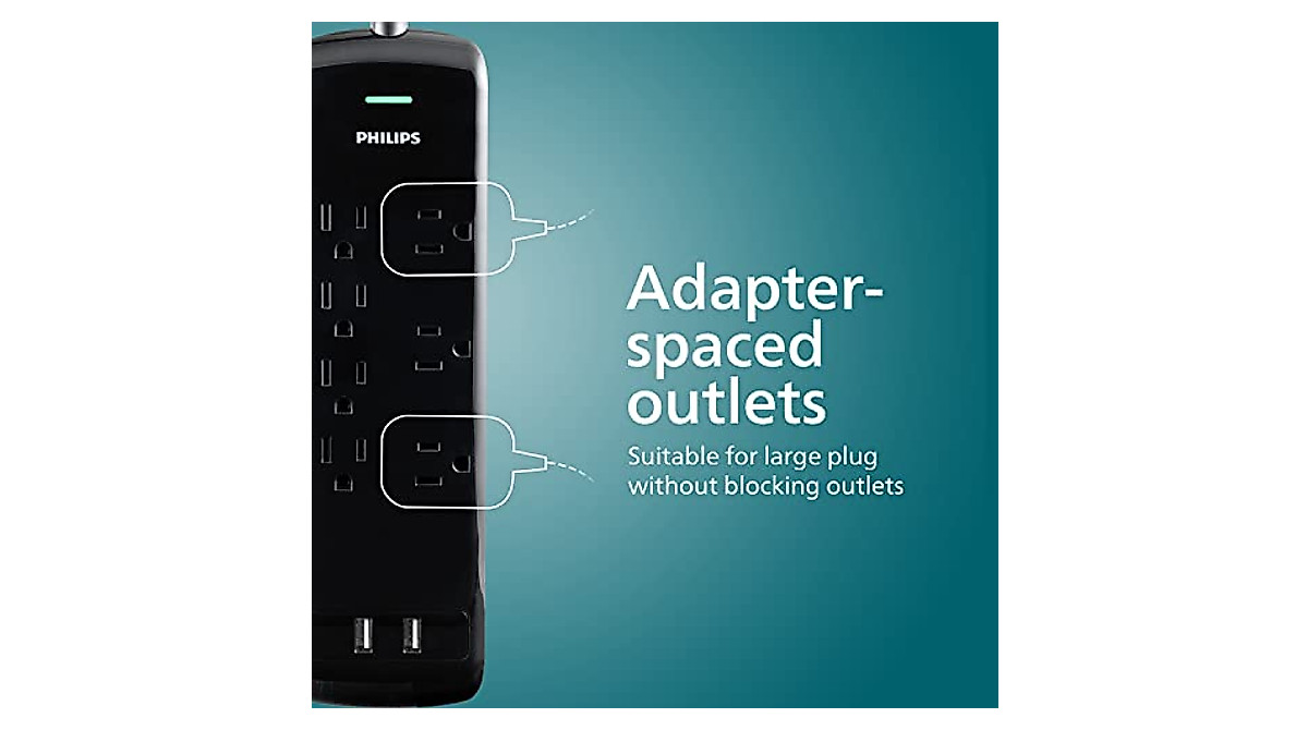 Philips 7-Outlet Surge Protector with USB Charging