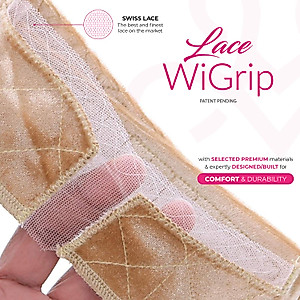 MILANO COLLECTION Wigrip, Premium Lace Wig Band for Women, Fully Adjustable & Reinforced Lace Wig Grip Band by Hairline, Comfortable and Secure Glueless Velvet Headband, Nude, 2 Pack