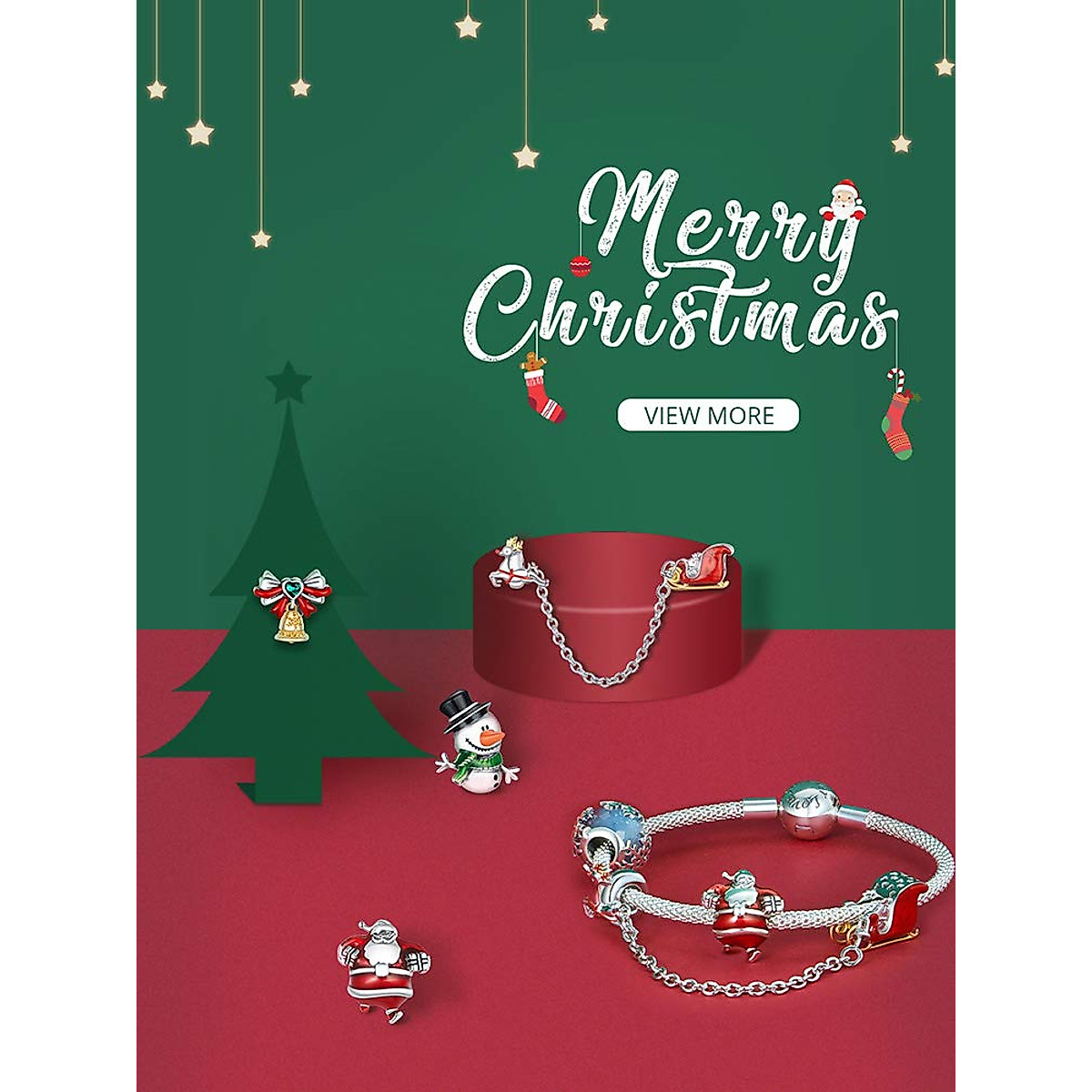 Eternalll Jewellery Snowflake Charms Authentic 925 Sterling Silver Charm Beads Christmas Charms Rose Gold Charms for Bracelets (Snowflake Glass Beads)