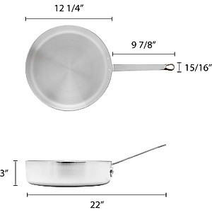 TrueCraftware- 5 Qt. Aluminum Sauté Pan 3.5mm Thickness- Cooking Pan Chef Cooking Pan Frying Pan Skillet for Home and Restaurant Cookware NSF Certified Dishwasher Safe