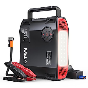 Car Jump Starter with Air Compressor, UTRAI Portable Car Battery Jump Starter 5000A Peak 12V Car Battery up to Jump Box All Gas/ 8.0L Diesel with Tire Inflator, DC 160W Jump Start Battery Pack