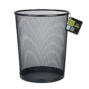 Smart Design Steel Mesh Waste Basket - Set of 12-11.75 x 13.75 Inch - Black