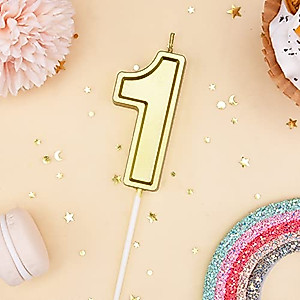 PHD CAKE 2.76 Inch Luxe Gold 1 Number Birthday Candles, Gold Number Candles, Cake Number Candles, Party Celebration