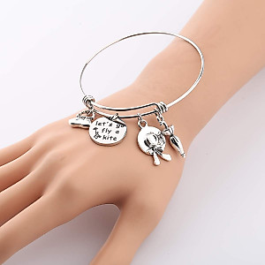ENSIANTH Let’s Go Fly A Kite Bracelet Practically Perfect in Every Way Mary Poppins Inspired Jewelry Expandable Bangle Gifts For Her (Let’s Go Fly A Kite Bracelet)