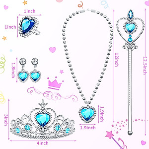 Chunyin 12 Princess Jewelry Toys Princess Pretend Play Set Princess Jewelry Party Favors Costume Jewelry for Girls Dress up Party Favors, Crown Wand Ring Earring Necklace, 4 Colors