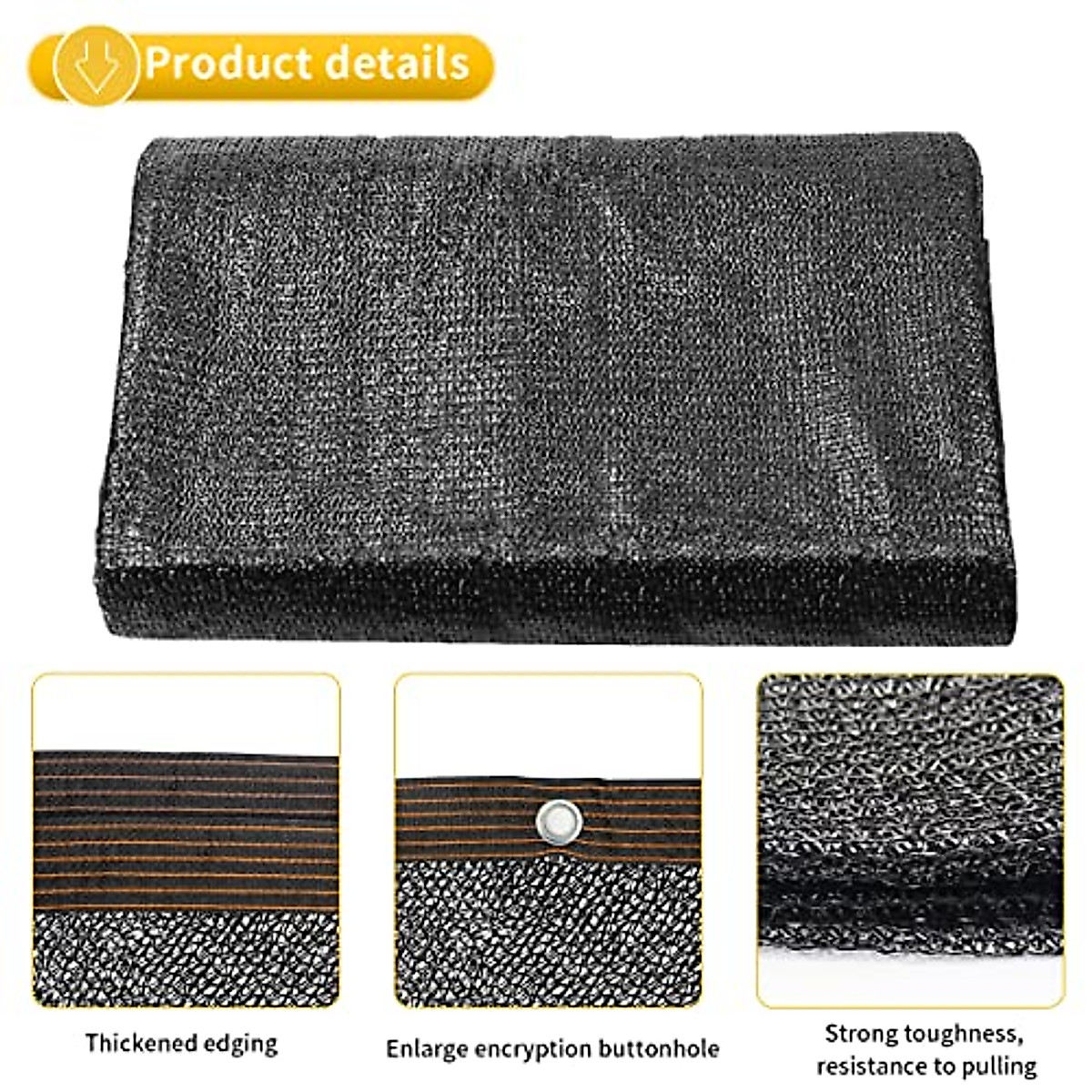 40% Shade Cloth Garden Shade Mesh Net with Grommets - Sun Shade Cover for Pergola, Patio Plants, Greenhouse, Chicken Coop, Outdoor (6.5Ft x 13Ft)