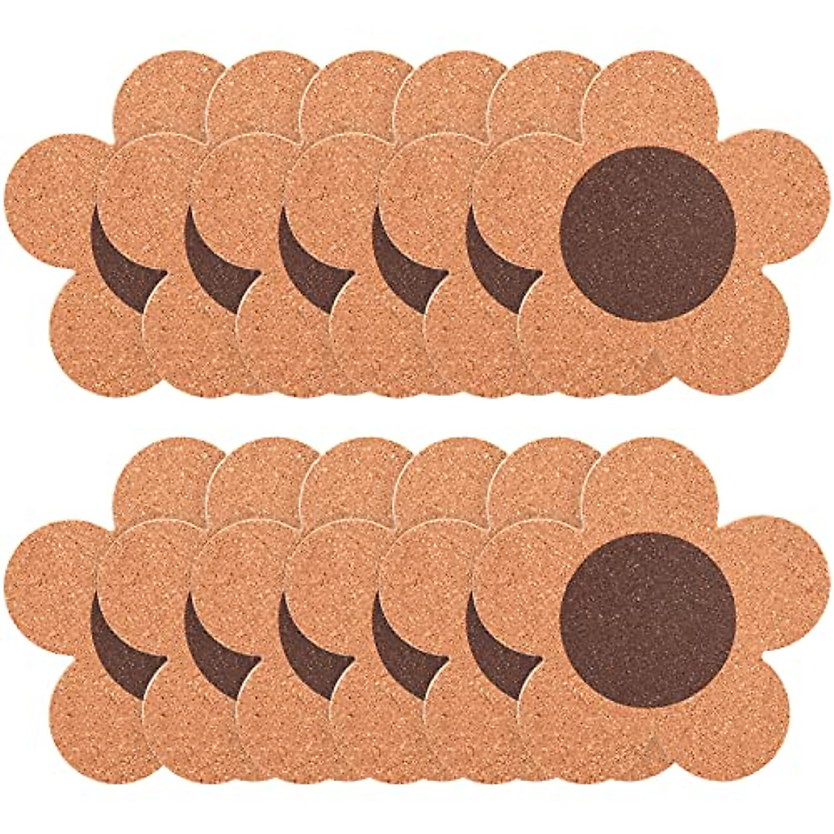 Fasmov 12 Pack 3/8" Thick Cork Coasters, 4 Inch Flower Shape Absorbent Natural Cup Coasters Heat Resistant Coasters for Drinks, Wine Glasses, Cups & Mugs